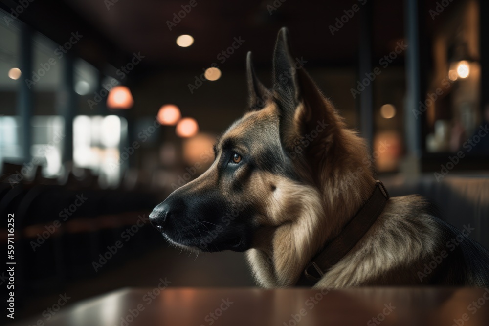 Lifestyle portrait photography of a scared german shepherd being at a ...