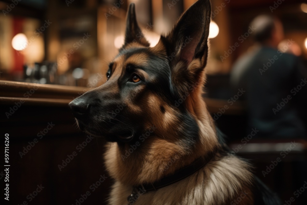 Lifestyle portrait photography of a scared german shepherd being at a ...