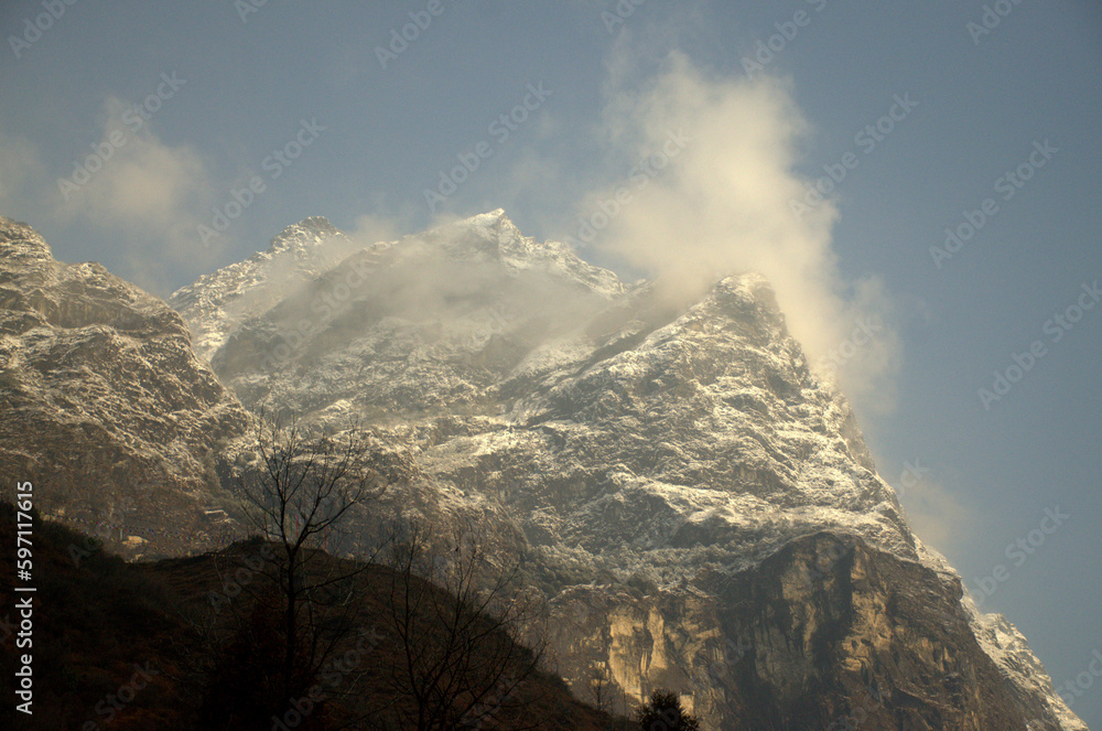 The view of the Himalayan Mountains from zero point of north Sikkim ...