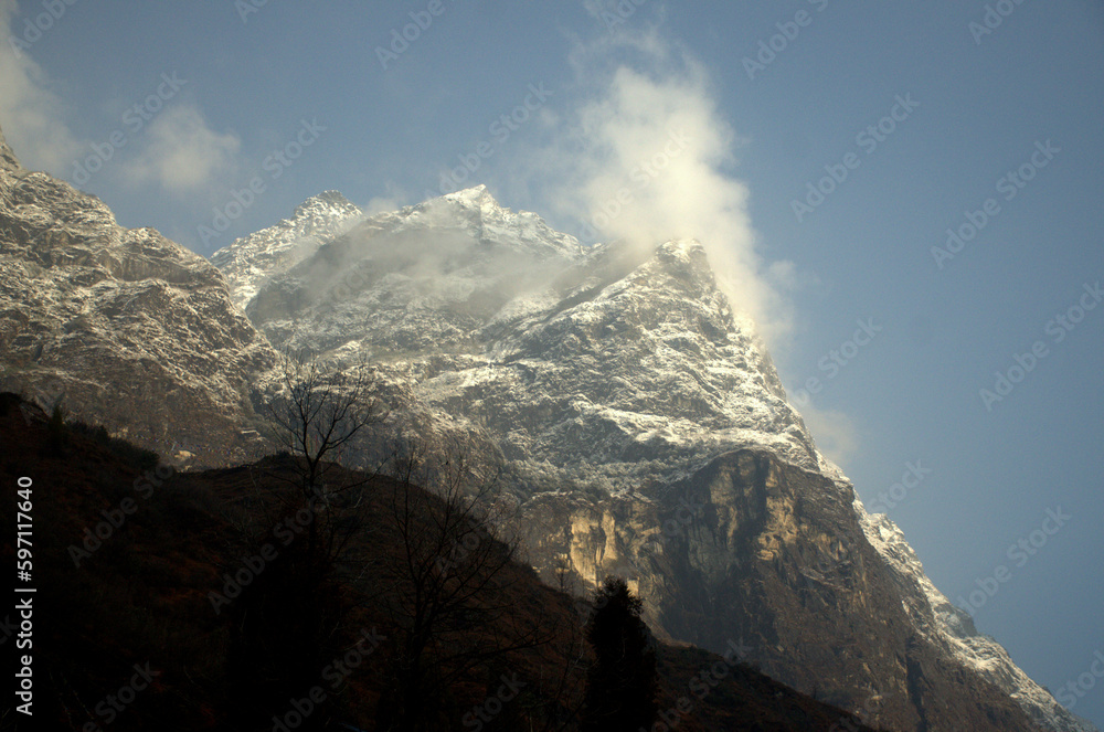 The view of the Himalayan Mountains from zero point of north Sikkim ...