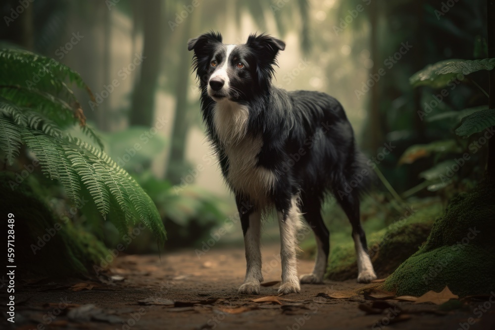 Full-length portrait photography of a curious border collie having a ...