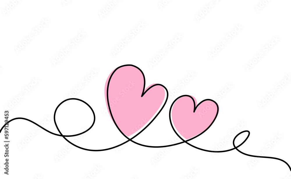 Pink Heart Line Wave Curve Vector Illustration Healthcare Take care ...