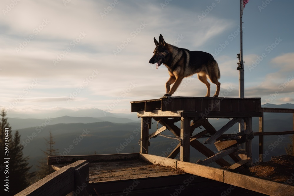Environmental portrait photography of a bored german shepherd jumping ...