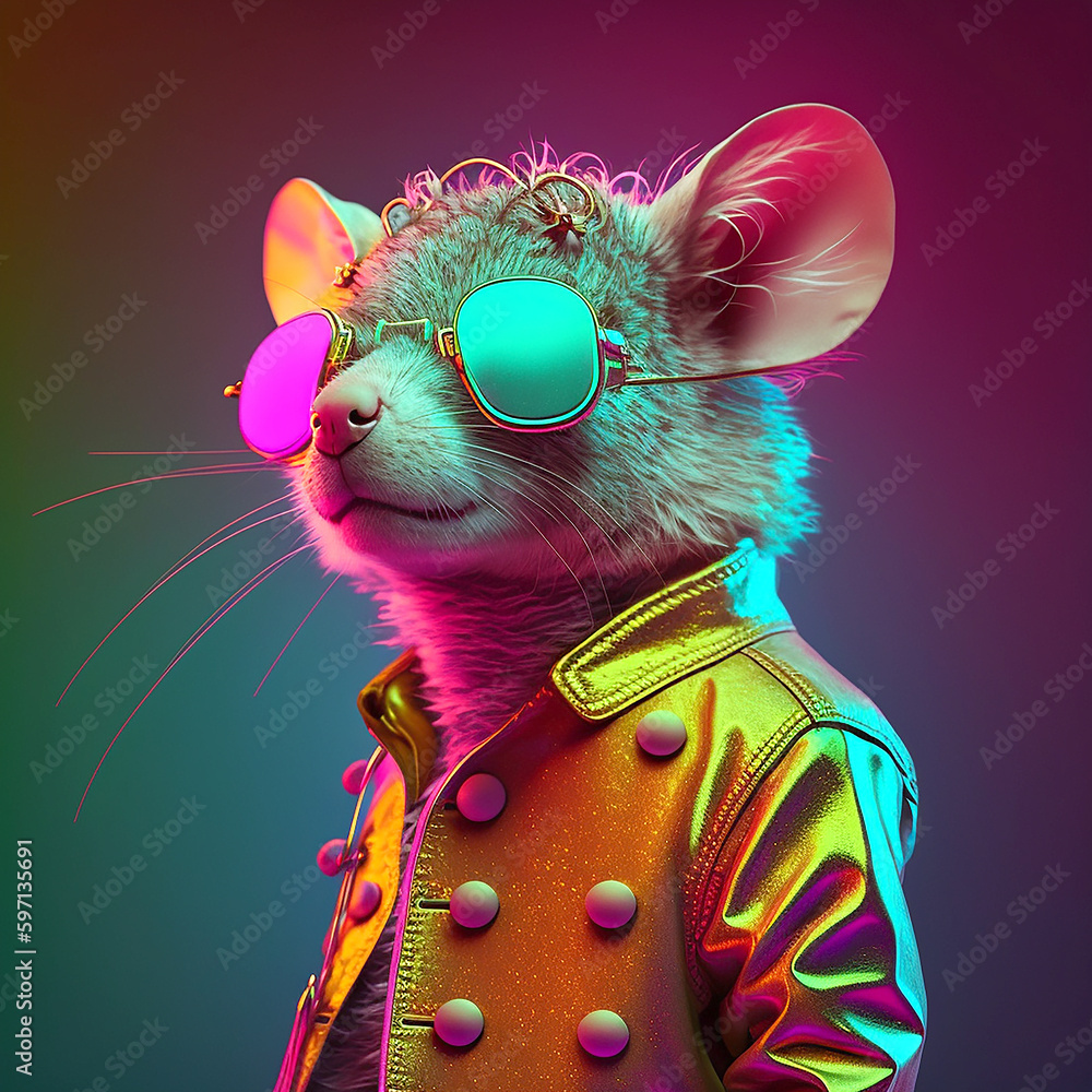 Realistic lifelike mouse mice in fluorescent electric highlighters ...