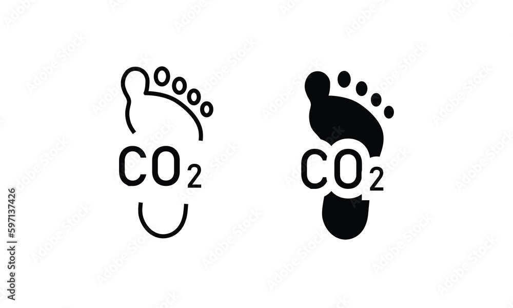 footprint carbon icon, outline footprint, impact co2 on environmental ...