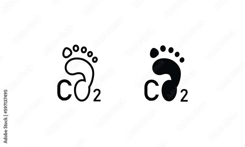 footprint carbon icon, outline footprint, impact co2 on environmental ...