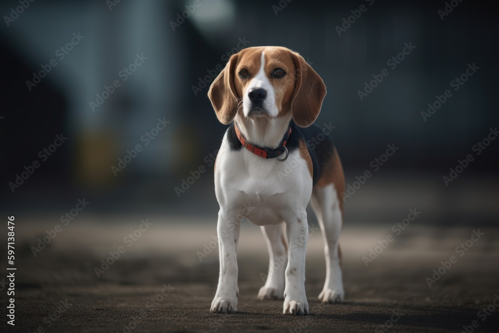 Full-length portrait photography of a happy beagle standing on hind ...