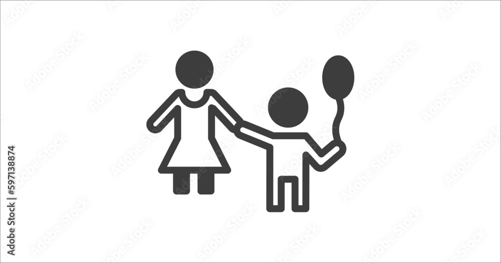 babysitter and child icon. Filled babysitter and child icon from people ...