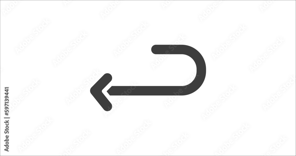 return left arrow icon. Filled return left arrow icon from user interface collection. Glyph ...