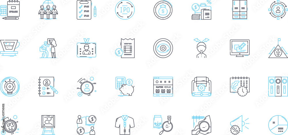 Budget Analysts linear icons set. Forecasting, Budgeting, Financial ...