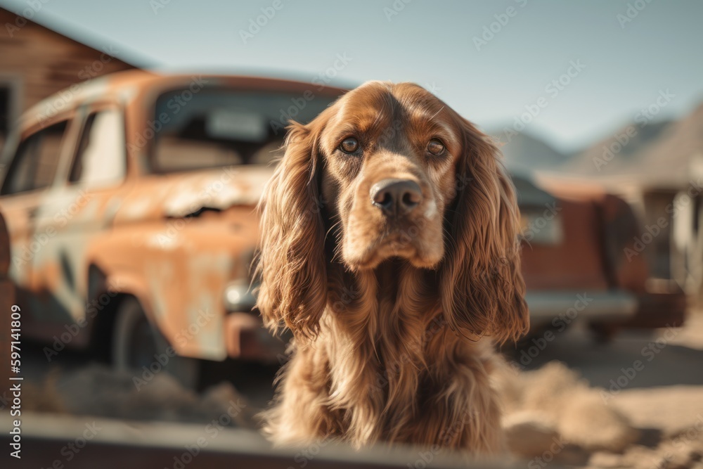 Group portrait photography of an aggressive cocker spaniel sticking ...