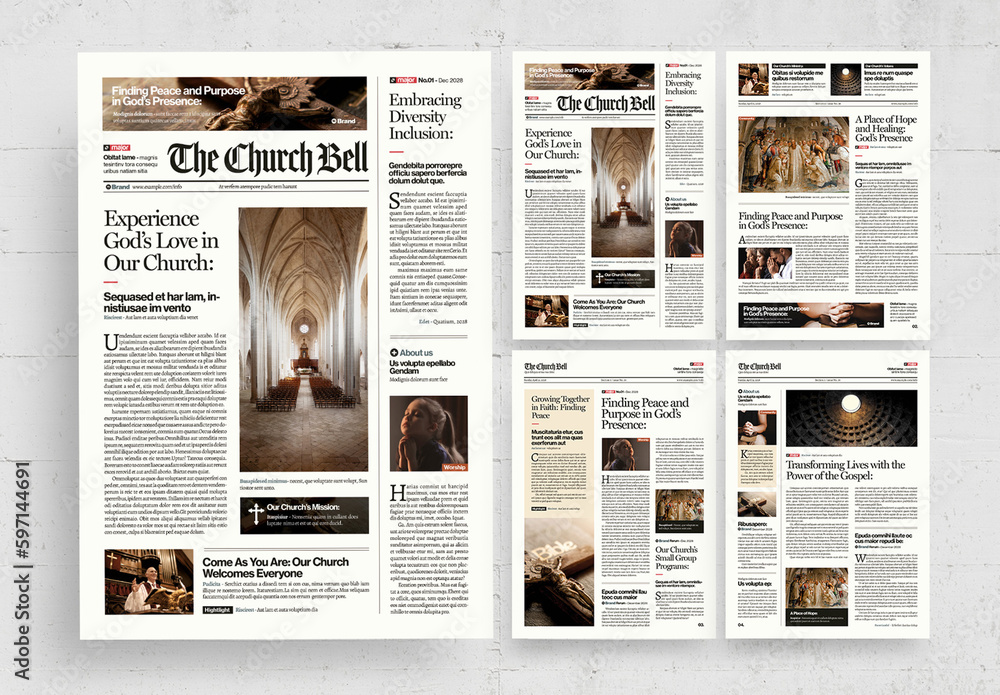 Newspaper Newsletter Layout Stock Template | Adobe Stock
