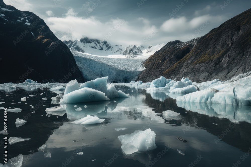 Breathtaking photograph of melting glaciers and ice caps, showcasing ...