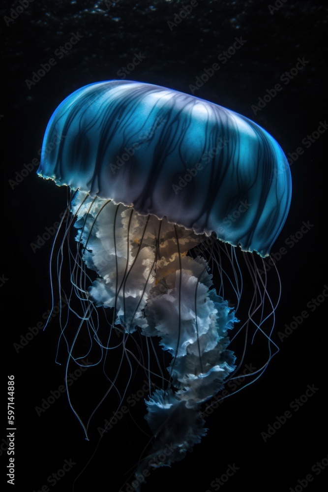 Stunning photograph of a translucent jellyfish in the deep ocean ...