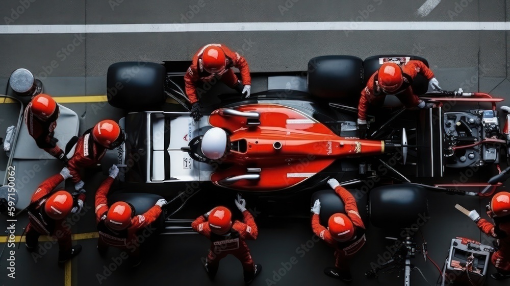 Photo & Art Print Formula 1, racing car at pit stop, maintenance ...