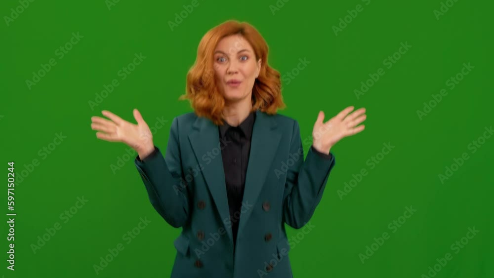 Vidéo Stock Very surprised female with shocked wow face expression on ...