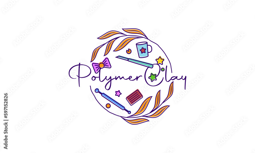 Polymer clay logo. Logo for polymer clay handmade company. Stock Vector ...