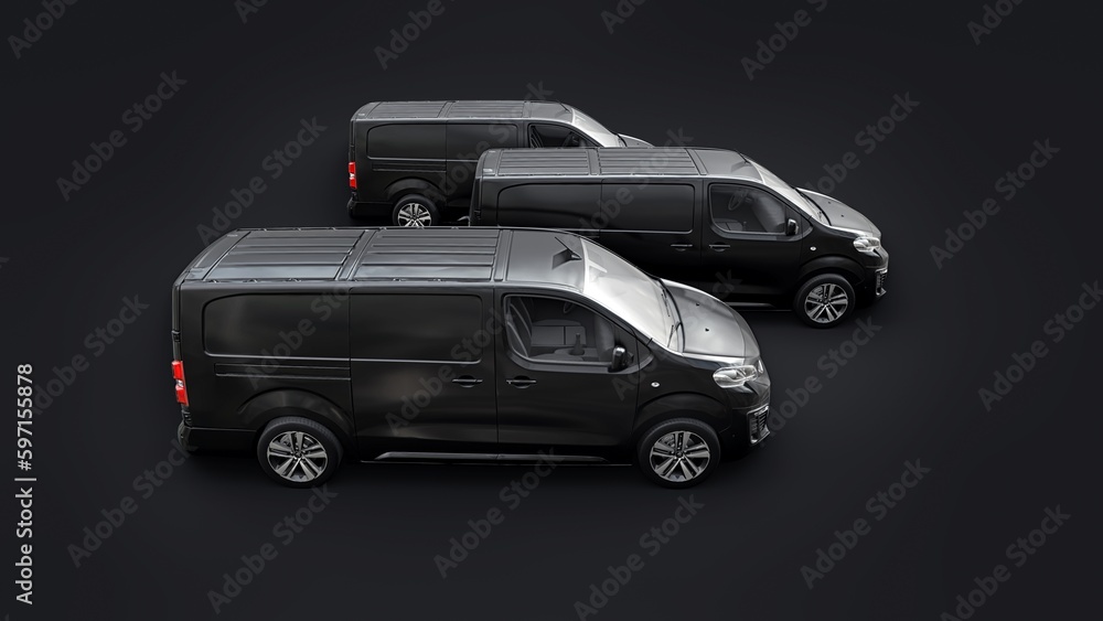 Paris, France. February 1, 2023. Peugeot Bipper. Three black cars on a ...