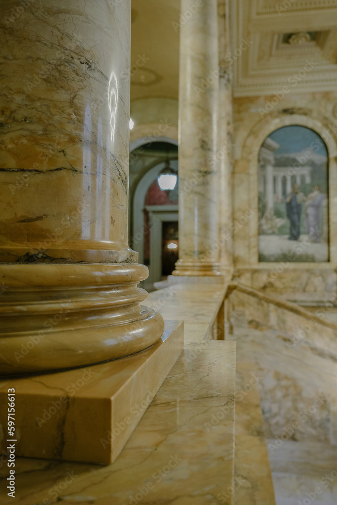 Breathtaking architecture details of panoramic dome mural columns ...