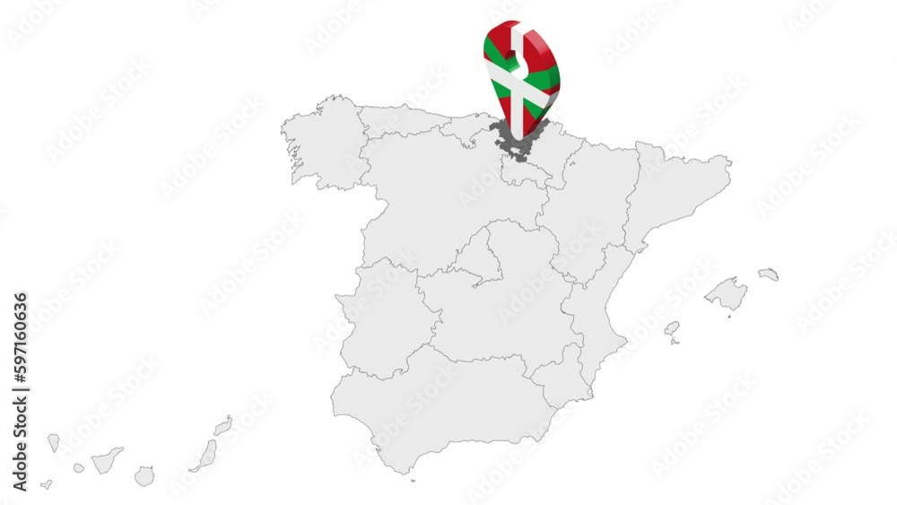 Location Basque Country on map Spain. 3d Navarre flag map marker ...