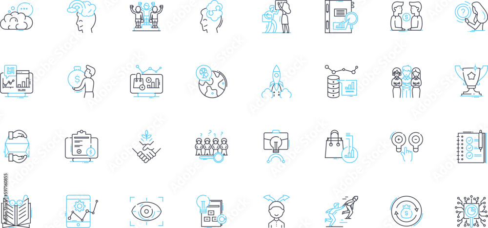 Analysis and graphs linear icons set. Metrics, Trends, Patterns ...