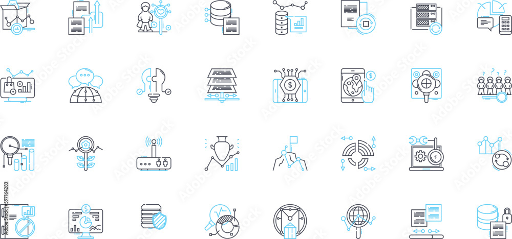 Market estimation linear icons set. Forecasting, Analysis, Projections ...