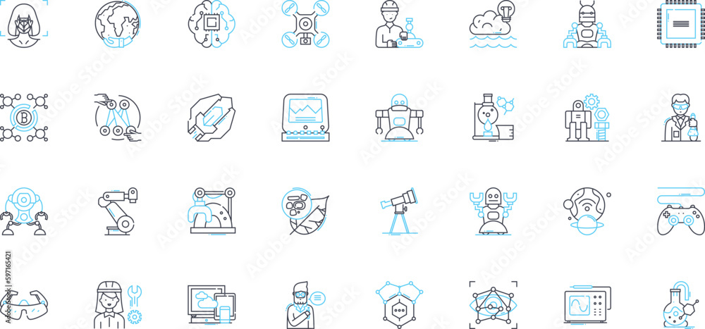 Vetor de Synthetic creation linear icons set. Artificial, Constructed ... Vetor de Synthetic creation linear icons set. Artificial, Constructed ...