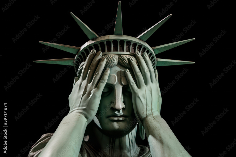 statue of liberty ashamed, doing face palm, created with Generative AI ...
