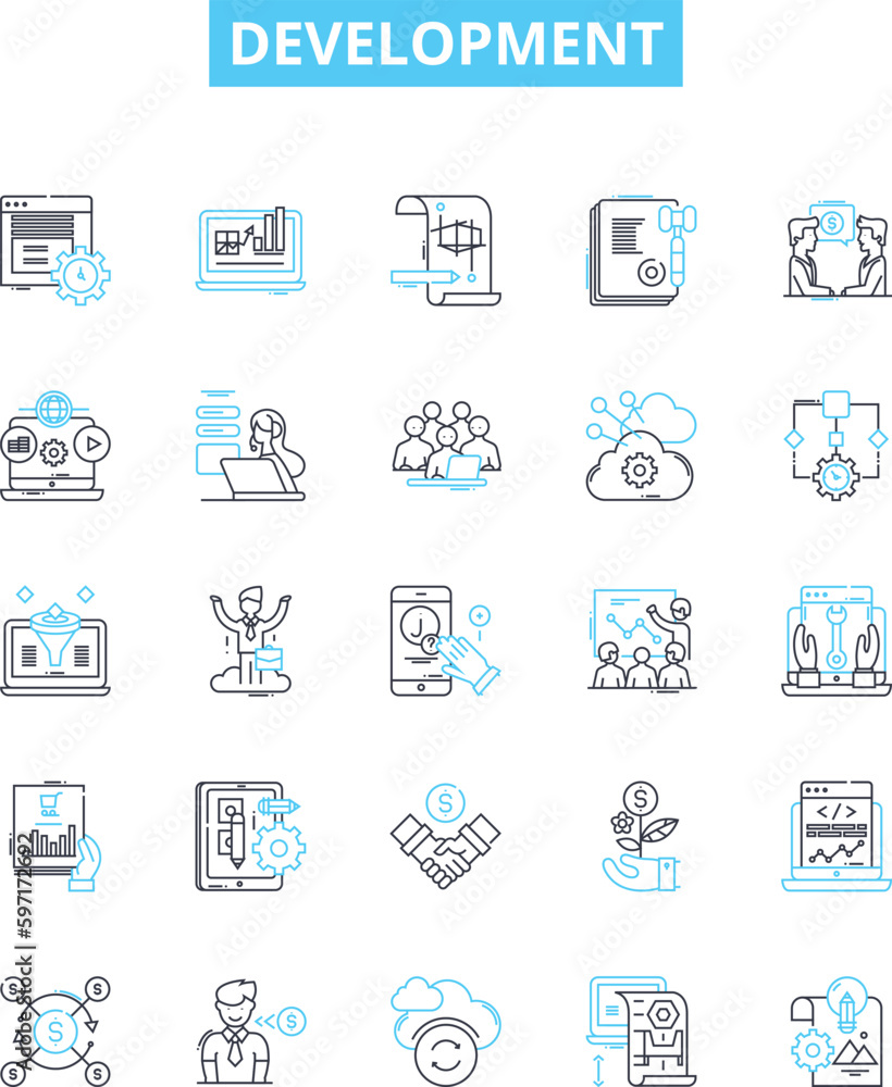 Development vector line icons set. Growth, Improvement, Expansion ...