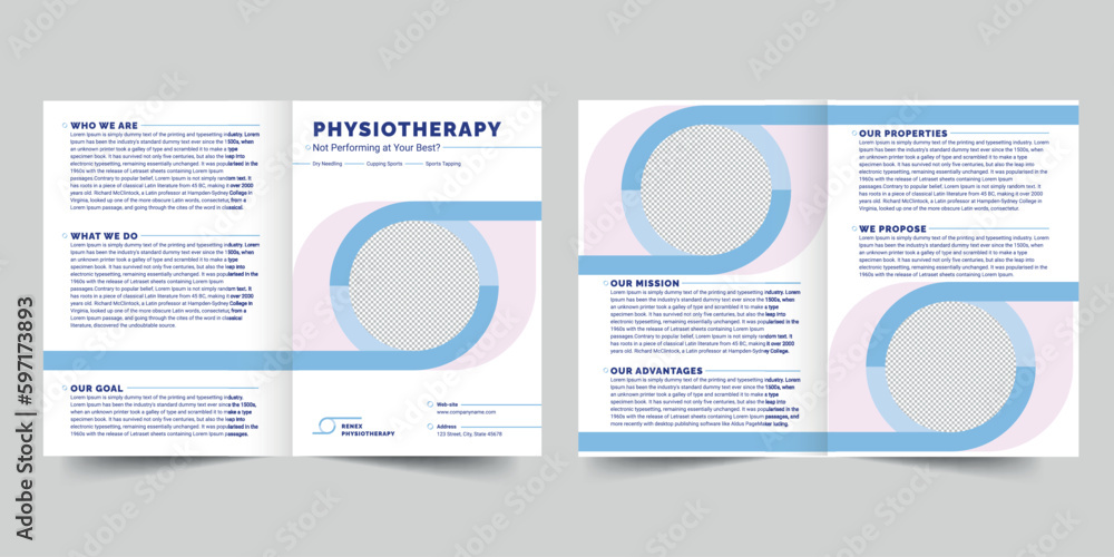 Physiotherapy bifold brochure template. A clean, modern, and high-quality design bifold brochure ...