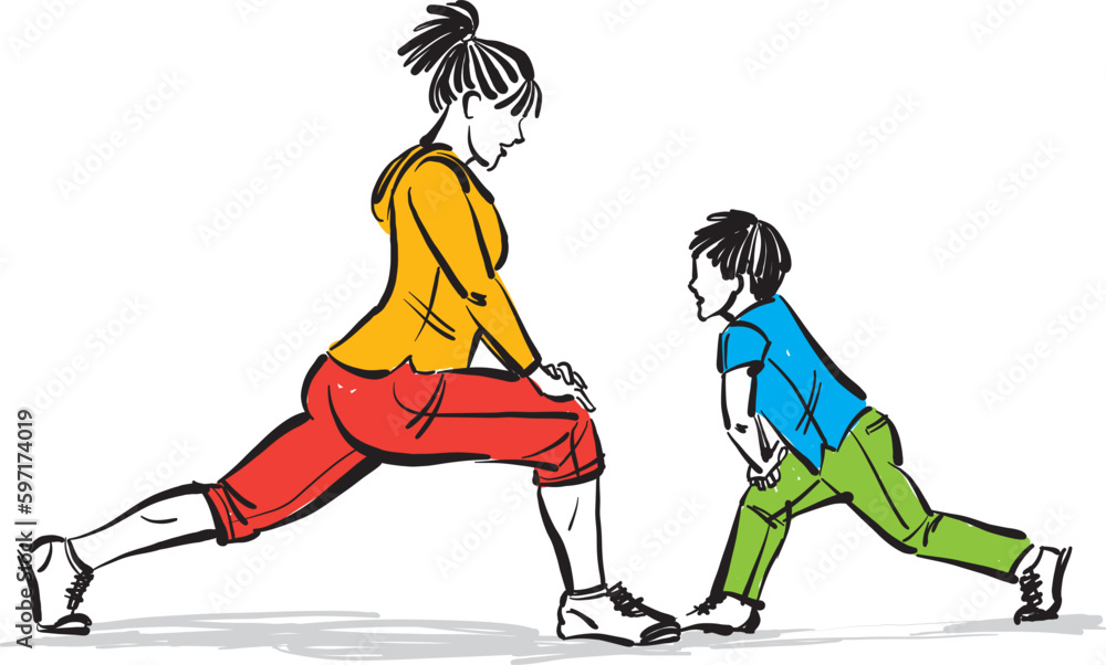 fitness mom mother with little boy son gym workout healthy lifestyle ...