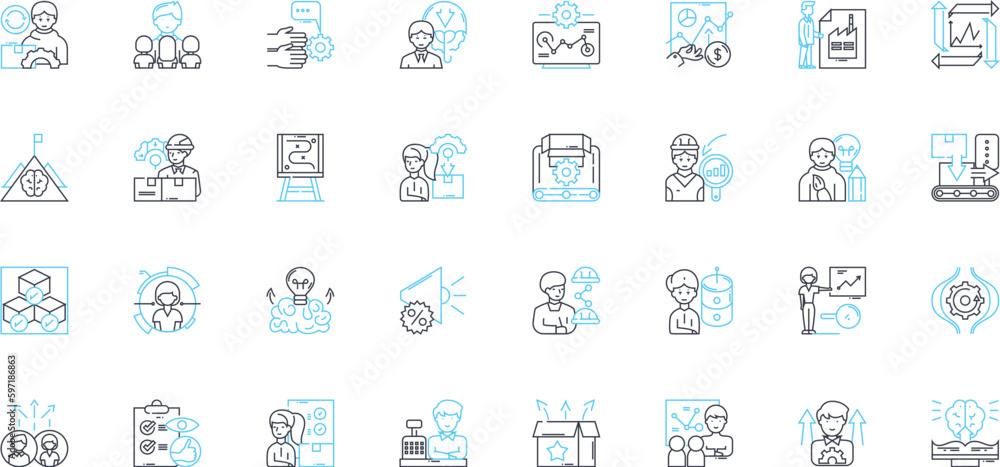 Control linear icons set. Dominance, Manipulation, Supremacy, Authority ...