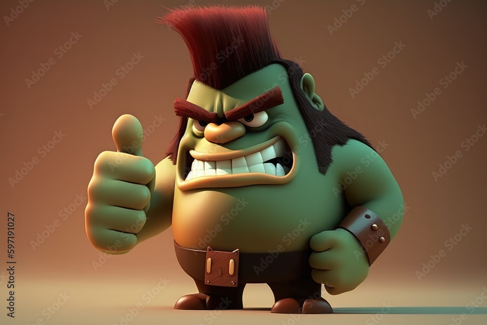 Angry cartoon gorilla with thumbs up gesture Stock Illustration | Adobe ...