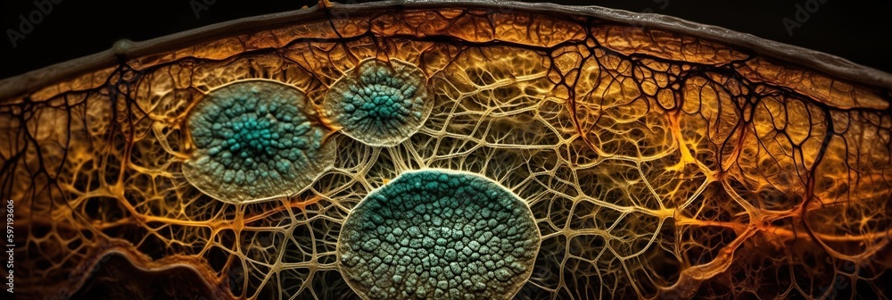 A macro image of a plant cell, with its intricate structures and ...