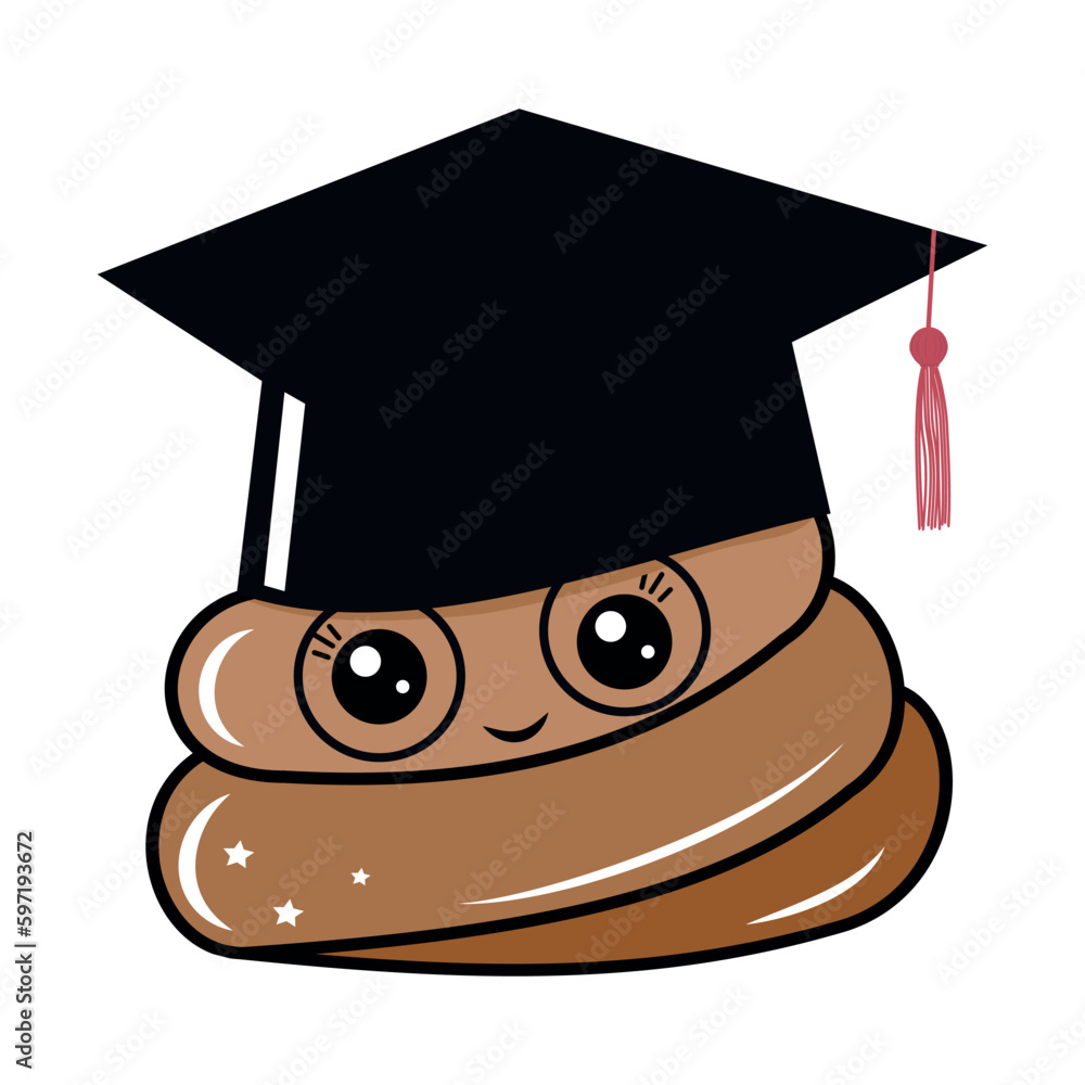 Cute Character - a scientist poop with glasses, kawaii. Vector isolated ...