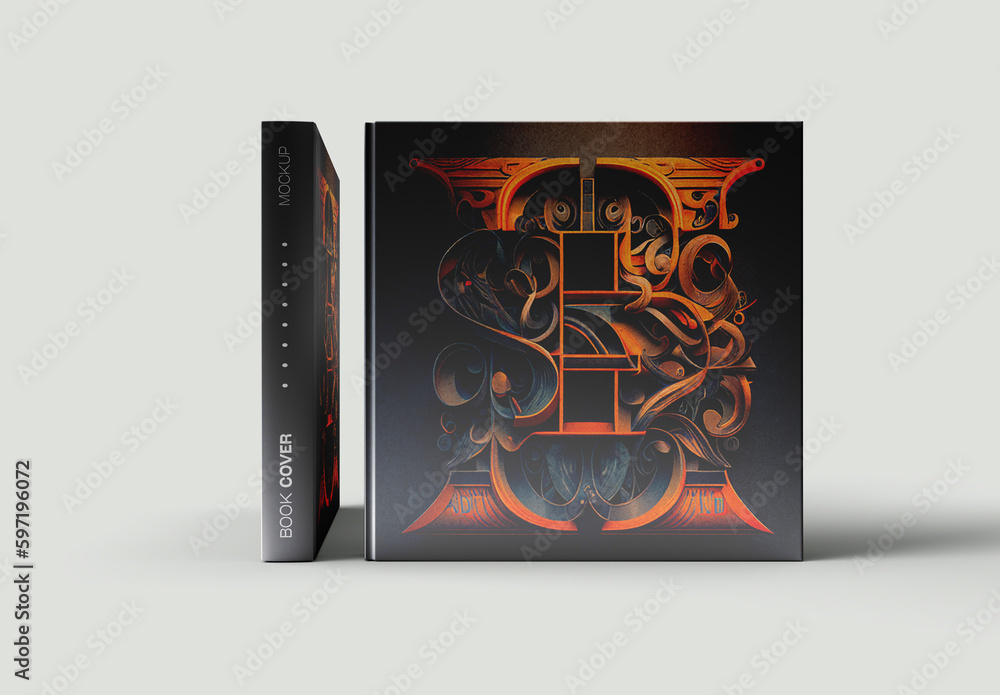 Square Book Mockup Design with Editable Background Stock Template ...