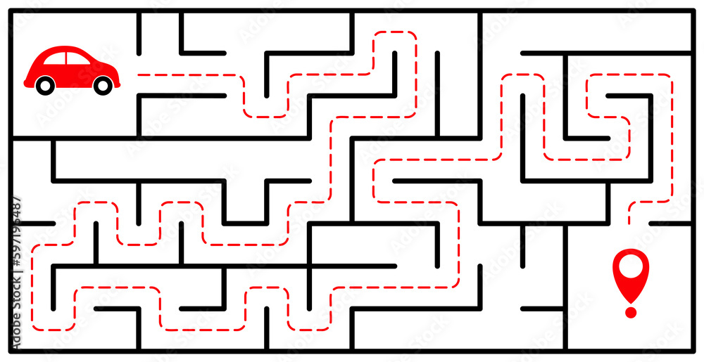 Red Car Maze Adventure. The abstract and modern design is perfect for ...