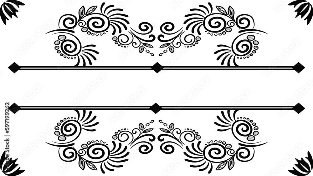 vector black classic floral border, design element for your title ...