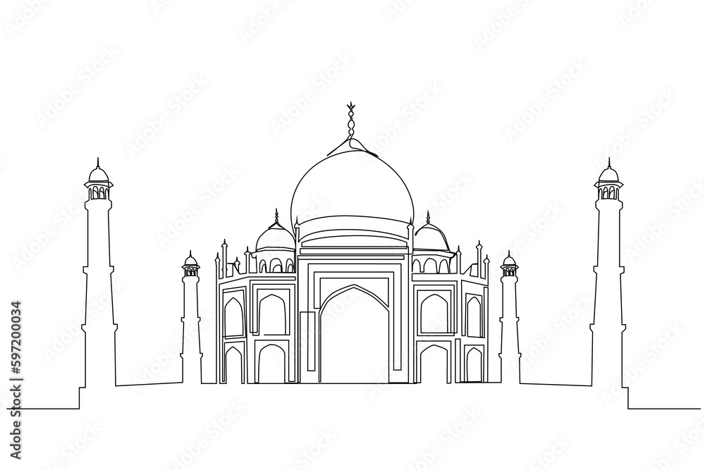 india taj mahal old historical building line art Stock Vector | Adobe Stock