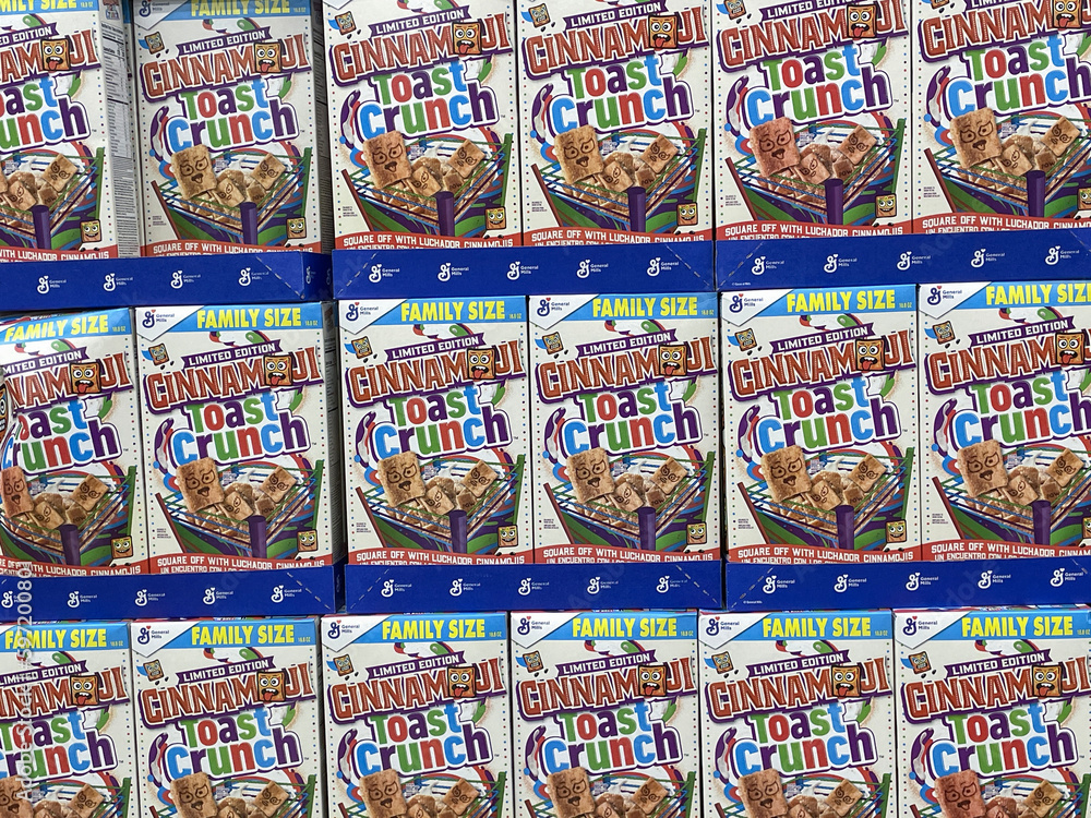 Cinnamon Toast Crunch cereal display. Cinnamon Toast Crunch is a ...