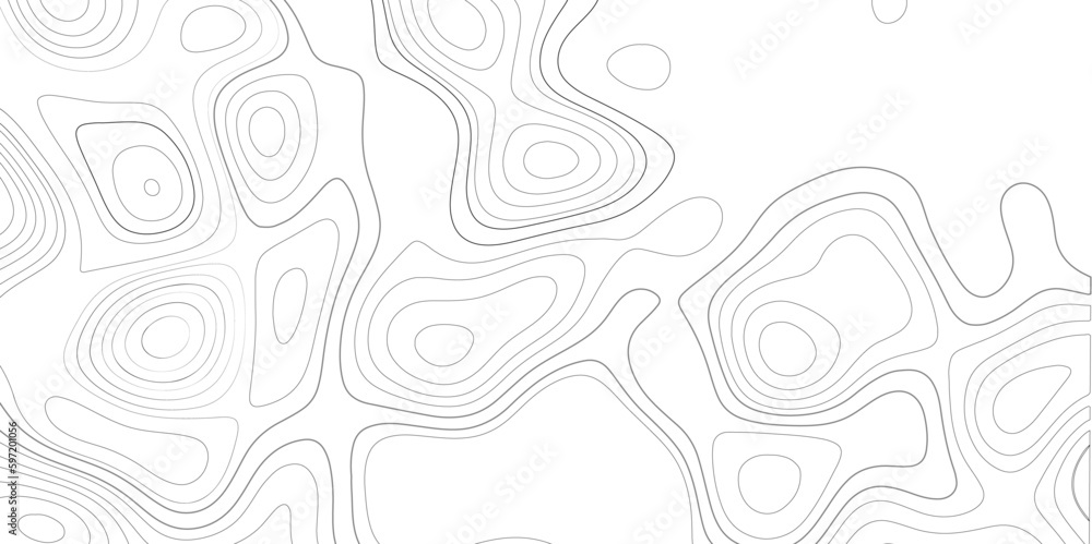 Grey outline topographic contour map abstract tech background. Black ...