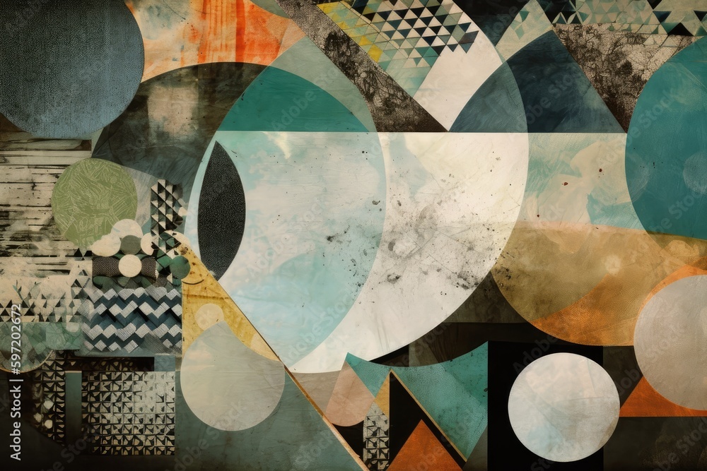 a mix of geometric shapes and textures in collage, created with ...