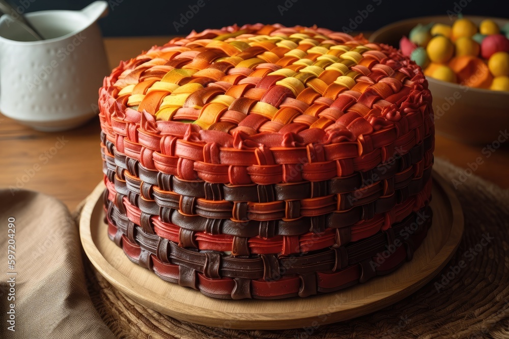 basketweave cake, with alternating layers of frosting and cake for a ...