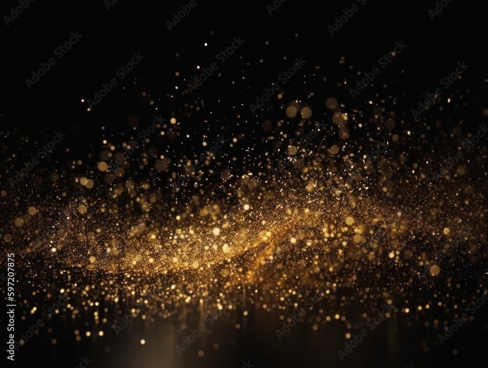sparkling overlay golden reflecting gold flying air particles spangle ...