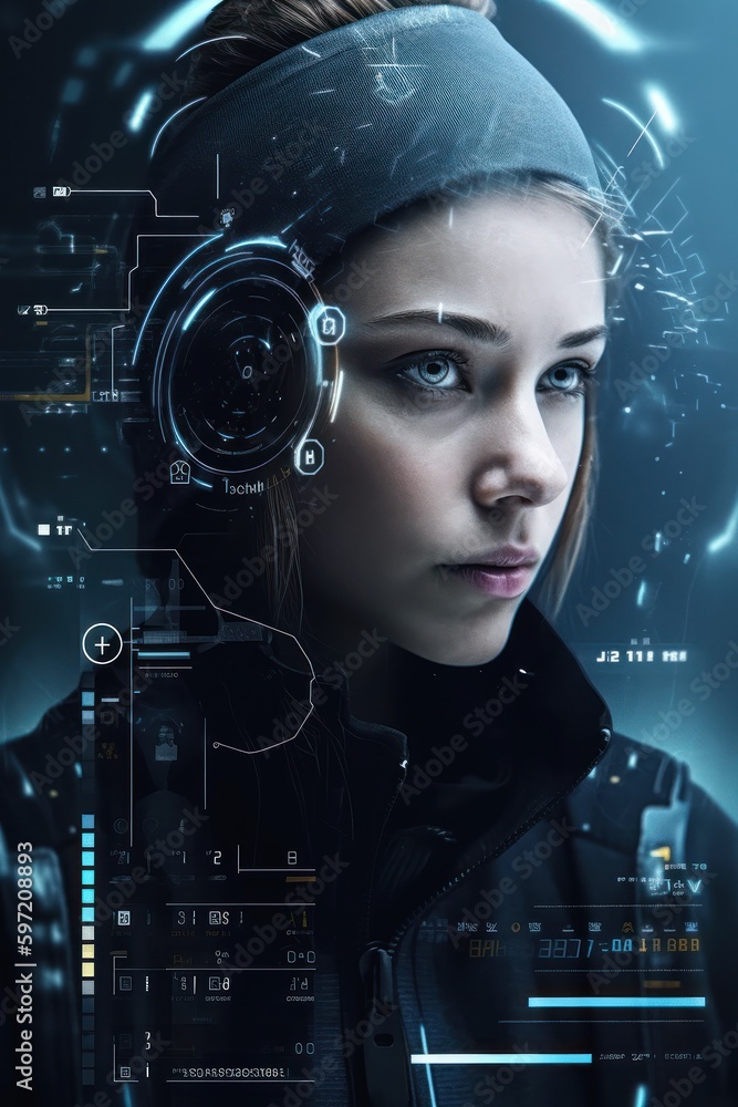 interface woman face about graphical abstract headpiece background teen ...