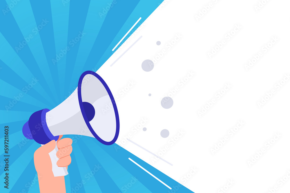 Human hand with megaphone banner design.important information, social ...