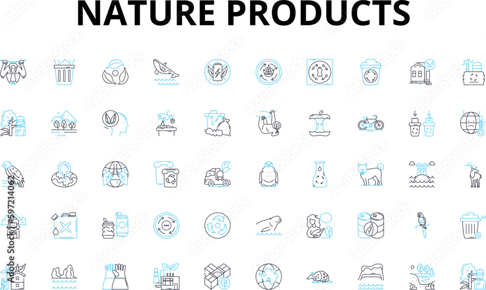 Nature products linear icons set. Organic, Herbal, Eco-friendly ...