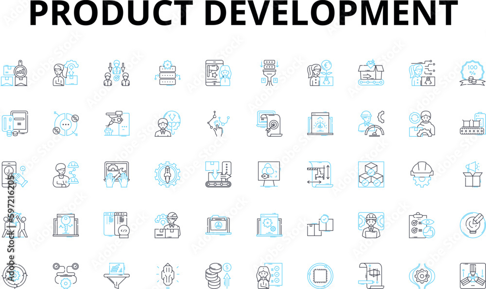 Vetor de Product development linear icons set. Innovation, Prototyping ... Vetor de Product development linear icons set. Innovation, Prototyping ...