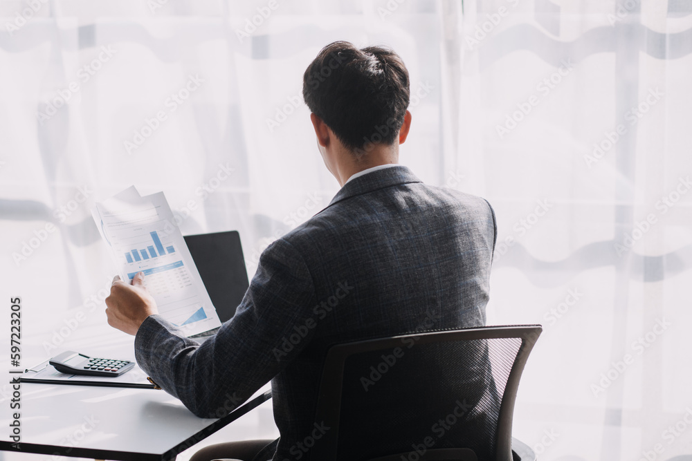 Document Businessman working modern computer Document Management System ...