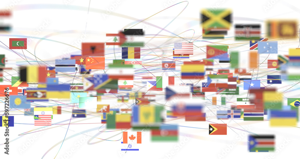 World map with all states and their flags,3d render - PNG transparent ...